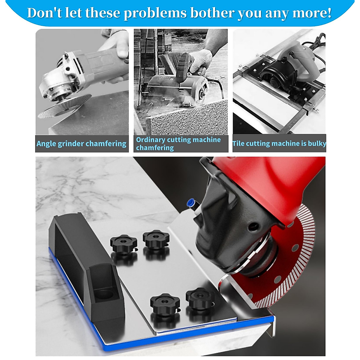 45 Degree Tile Chamfering Tool - Type 100 Angle Grinder Stand for Tile 45° Chamfer Cutting,Adjustable Angle Grinder Bracket Angle Grinding Fixed Holder, Special Cutting Bracket
