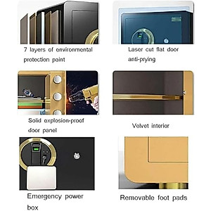 Digital Safe Box Safety Electronic Security Steel Money Cash Home Office Safes with Installing Bolts Wall Floor Mounted (Color : Gold)