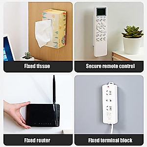 15Pcs Self-Adhesive Desktop Socket Fixer Wall Mount Socket Bracket Power Strip Holder Punch Free Socket Stand for WiFi Router Reusable Socket Fixer for Kitchen Home and Office(white)