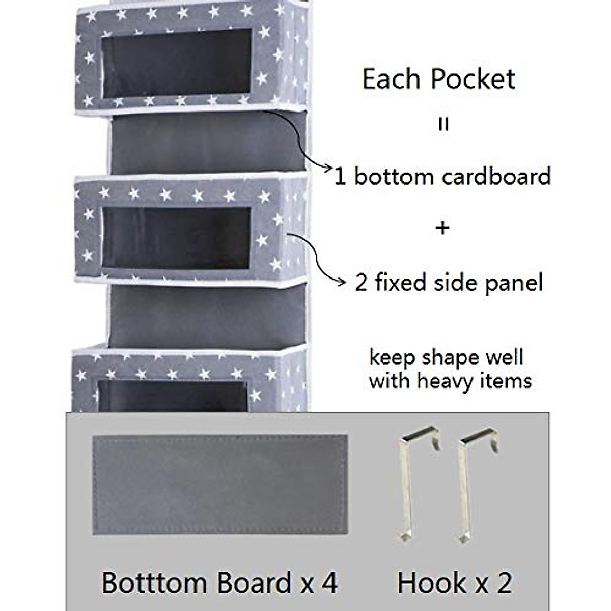 Baby Organizer Baby Over Door Organizer Nursery Closet Canbinet Baby Storage Bedroom Wall Hanging Storage 4 Clear Window Pocket Wall Mount Storage Organizer with 2 Mental Hooks