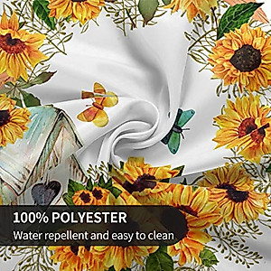 smuxqni Blooming Sunflower Tablecloth Round 60 Inch- Summer Yellow Floral Table Cloth Washable Reusable Farmhouse Sunflower Table Cover Table Cloth for Home Patio Party Picnic