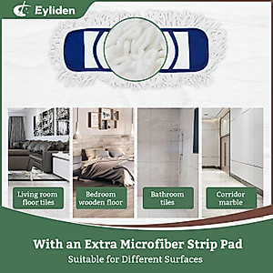 Eyliden Dust Mop with 2 Reusable Washable Pads - One Touch Replacement, Height Adjustable Handle, Wet & Dry Mops for Floor Cleaning, Hardwood, Laminate, Tile Flooring Push Dust Broom