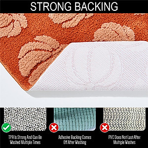 Aldopein Cute Pumpkins Bathroom Rugs Non Slip Washable, Burnt Orange Aesthetic Fall Autumn Bath Mat Rug Shaggy, 2x3 Rustic Farmhouse Country Fall Area Rugs for Bathroom Kitchen Entryway Indoor