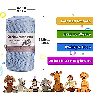 UOOU Soft Yarn for Crocheting, 250g/8.81oz Crochet Yarn, 328 Yards Yarn for Crocheting Knitting with Stitch Markers, Blunt Needles Chunky Thick Cotton Nylon Blend Yarn for Crocheting Beginner-Blue