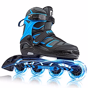 Nyctus Inline Skates for Girls Boys Kids, Adjustable Roller Blades for Children Teens Women Men with Light Up Wheels for Indoor Outdoor