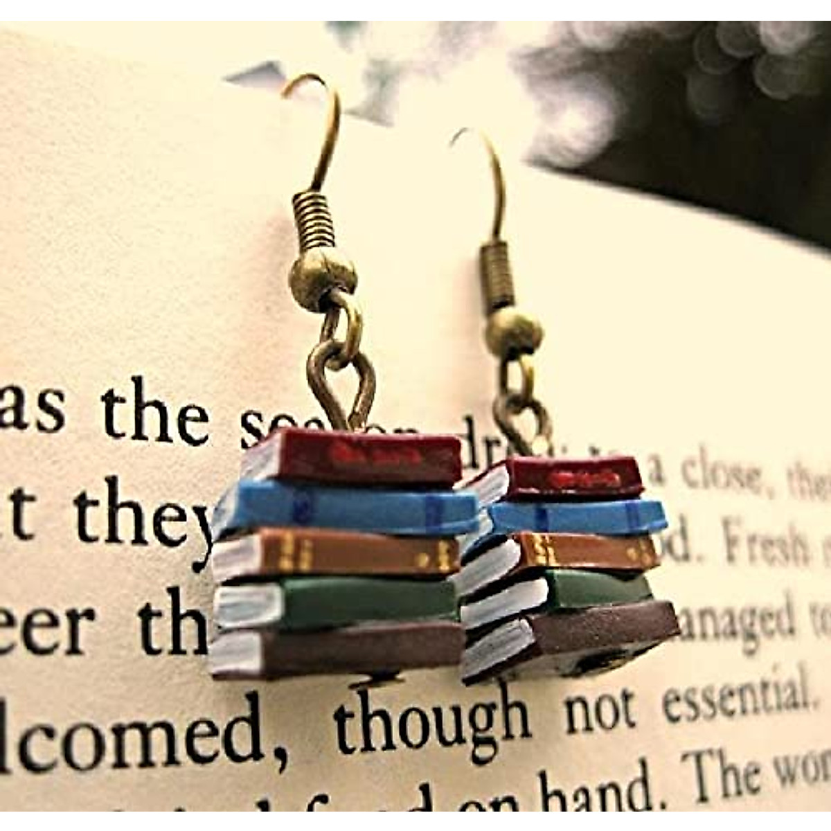 Classic Stack of Books Drop Dangle Earrings Librarian Teacher Easy Hook Clay Creative Novel Teach Graduation Jewelry for Women Earings