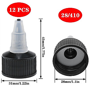 AYLIFU 12 Pcs 28/410 Natural twist top caps Black Twist Bottle Caps Squeeze Bottle Replacement Twist Caps Suitable for extrusion bottles, replacement caps, cosmetics bottles, crafts bottles