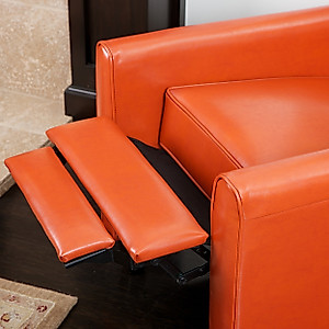 Great Deal Furniture Lucas Orange Leather Modern Sleek Recliner Club Chair