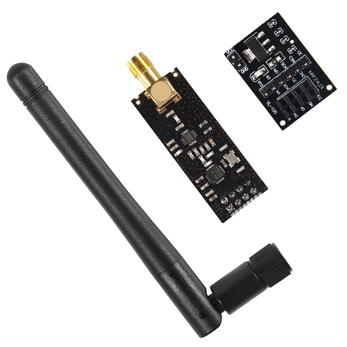 MELIFE 3 Set NRF24L01+PA+LNA RF Wireless Transceiver Module with SMA Antenna 2.4 GHz + NRF24L01 8 Pin Socket Breakout Adapters Compatible with Antenna LKY67