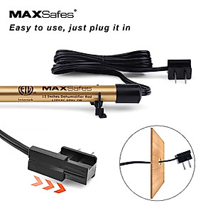 MAXSafes Gun Safe Dehumidifier Rod, Dry Golden Rod - Easy Installation Plug-in Electric Dehumidifier Eliminates Moisture for Gun Safes & Cabinets, ETL Approved，12in