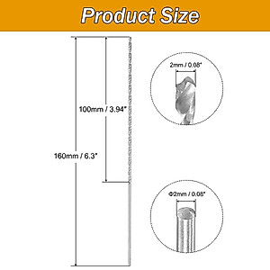 TA-VIGOR 2pcs Extra Long Twist Drill Bits 2mm x 160mm Long Drill Bit with 2mm Diameter HSS(High Speed Steel)-Perfect for Drilling Metal, Copper and Aluminum