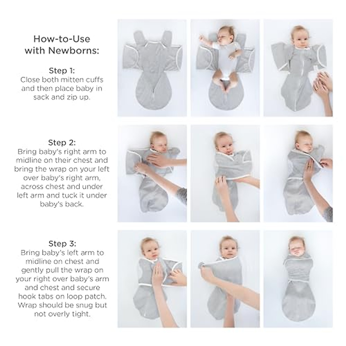 Amazing Baby 6-Way Omni Swaddle Sack for Newborn, Transitional Swaddle Sack with Wrap & Arms Up Sleeves & Mitten Cuffs, Easy Swaddle Transition, Better Sleep, Gray Stars, Small, 0-3 Months