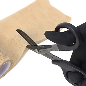 MediTac Titanium-Bonded EMT Trauma Shears – 7 ¼” Black Medical Bandage Scissors with LED Pen Light Two Pack - Autoclavable (Black & Silver)