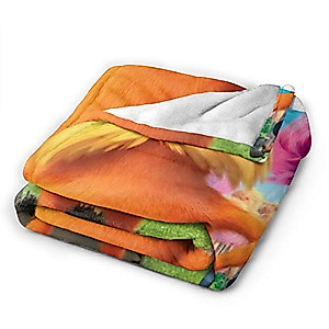 General Purpose T-he Lor-ax Home Fleece Blanket Throw Size Travel All Season Soft Warm Throw Blanket for Office Company Home Couch Bed Sofa,Black,50"" x40