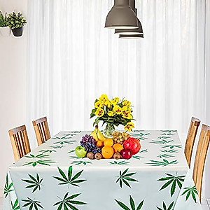2 Pieces 54 x 108 inch Weed Leaf Tablecloth Pot Leaves Tablecloth Marijuana Table Covers Disposable Rectangular Table Covers for Party