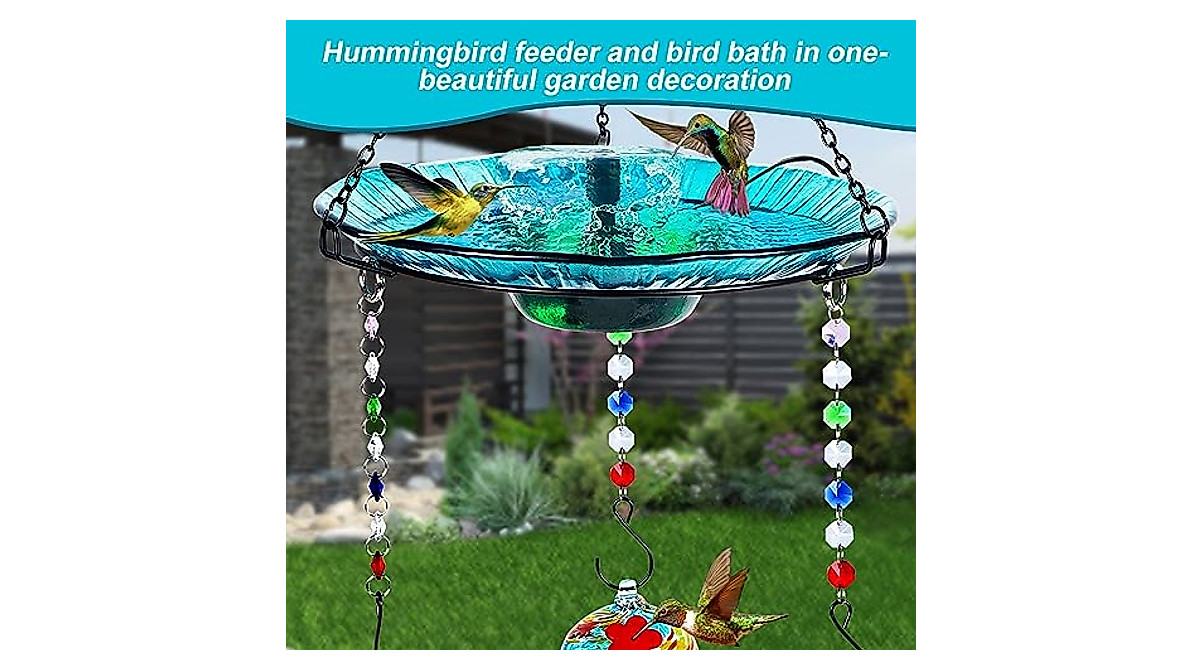 Headak Life 2-in-1 Solar Hummingbird Feeder & Bird Bath