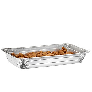 Full Size Deep Steam Aluminum Table Pans - Disposable to go Foil Pans for Chafing, Baking, Storing and Catering Containers (21” x 13” x 3”) (10, With Lids)