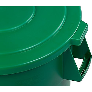 Carlisle FoodService Products 34105609 Bronco Polyethylene Round Lid, 26-1/2" Diameter x 2-1/4" Height, Green, for 55 Gallon Trash Containers