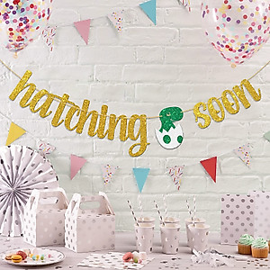 Dalaber Hatching Soon Banner, Dinosaur Baby Shower Decorations for Boy, Dinosaur Party Supplies, Welcome Baby Banner, Kids 1st Birthday Party Supplies
