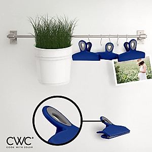 COOK WITH COLOR Bag Clips - Heavy Duty Chip Clip and Refrigerator Magnet Clips for Food Storage with Air Tight Seal Grip, Blue, Pack of 4 Large Clips