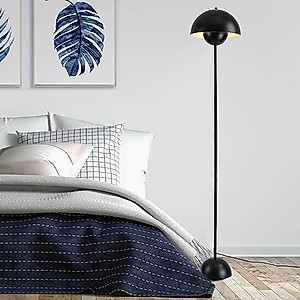 COSYLUX Modern Floor Lamp for Living Room, Industrial Tall Standing Lamp for Bedroom, Metal Shade Reflecting Light Reading Floor Lamp for Office, Nursery Room, Corner(Black)