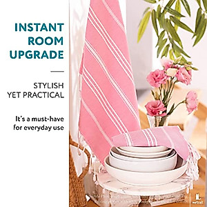 WETCAT Bundle: Turkish Bath Towel (38 x 71) and Turkish Hand Towels (20 x 30, Set of 2) - 100% Cotton, Prewashed for Soft Feel - Light Pink Towels & Light Pink Kitchen Accessories and Decor