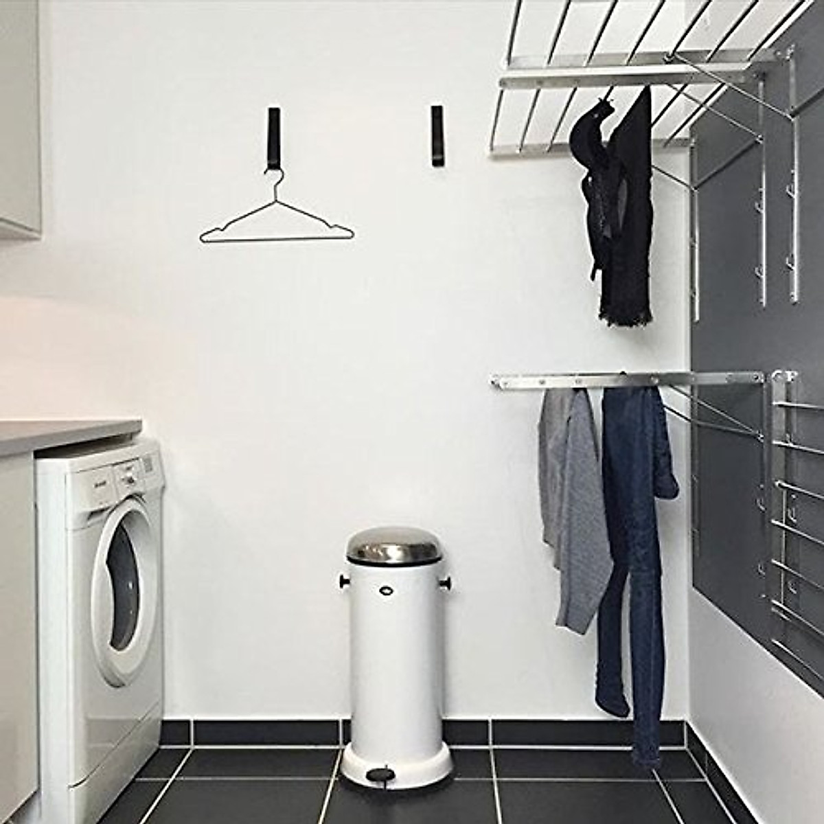 QQOUTLET Wall Mounted Clothes Drying Rack Stainless Steel Space Saving Folding Adjustable Collapsible (32Wx21Dx19H)