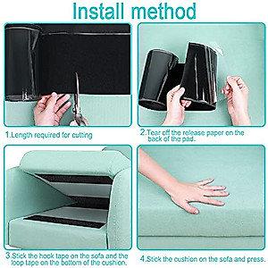 6 in x 10 ft Rolled Couch Cushion Grip Tape, Hook and Loop Tape with Adhesive to Keep Couch Cushions from Sliding, for Couch, Sofa and Mattress (Black）