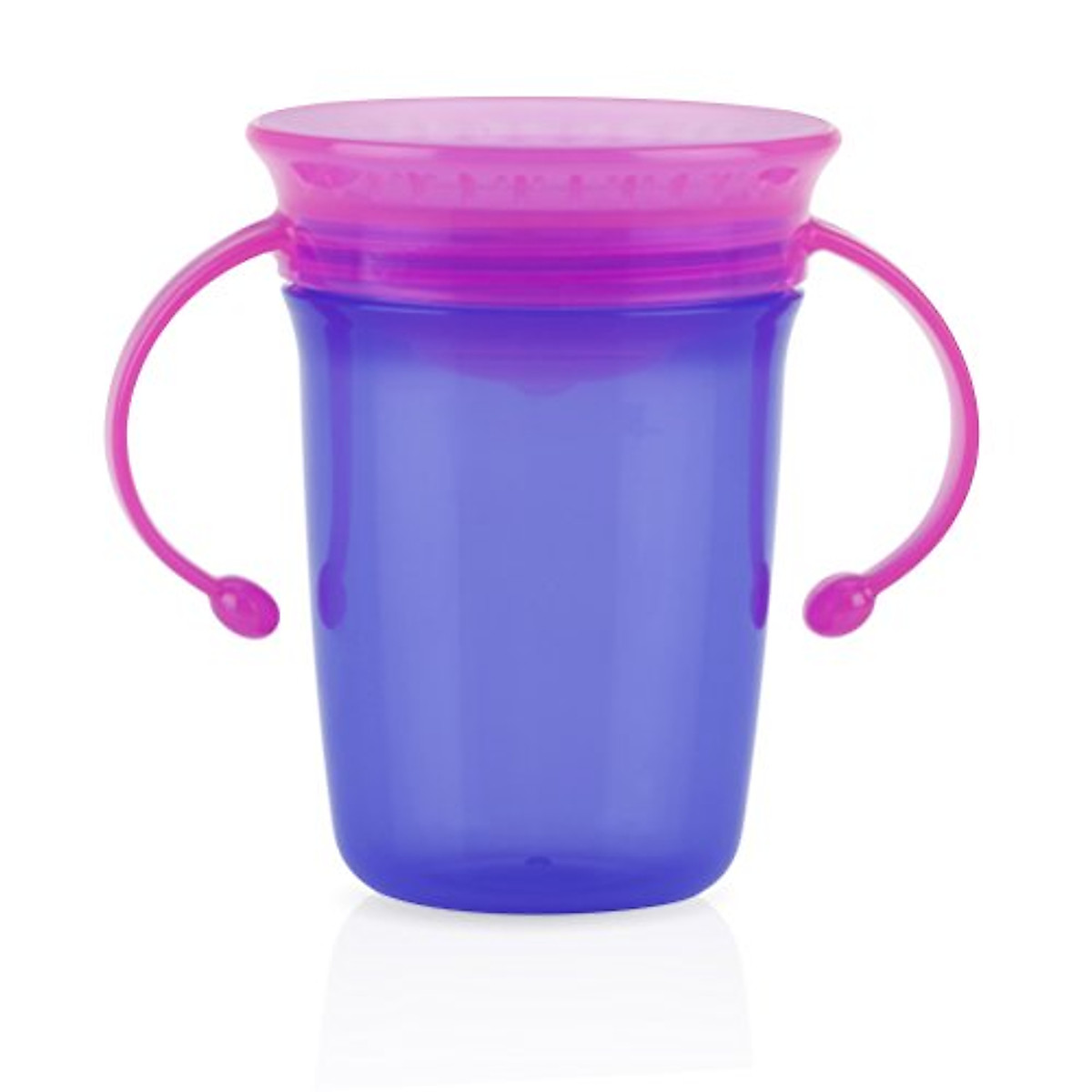 Nuby Plastic 1pk No Spill 2-Handle 360 Degree Wonder Cup - Colors May Vary, Red/Green/Pink/Aqua/Purple/Orange