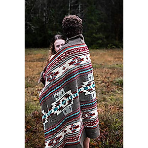 Inca Aztec Throw Blanket | Southwest Indian Navajo Boho Style | Native Woven Western Cover for Camping, Bedding, Couch & Office | Faux Alpaca, Lightweight, Hypoallergenic & Warm Camp Vanlife Blanket…