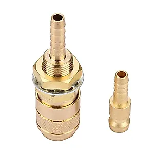Hilitand M6 Quick Connector Set Quick Water Cooled Gas Adapter Fitting Hose for MIG TIG Welder Torch Fitting for Welding Torch (Gold)