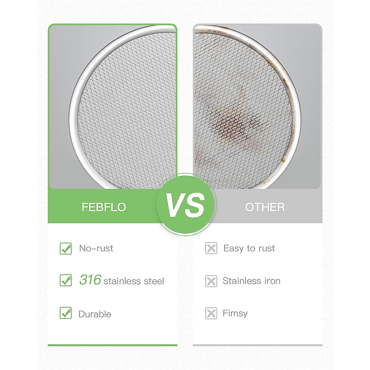 FEBFLO 12 Pack Sprouting Lids, 316 Stainless Steel Screen Lid for 86mm Wide Mouth Mason Jar, Mesh Bean Sprout Sieve Lids, Home Use Alfalfa, Broccoli,Lentil. QurHapzy (12 lids)