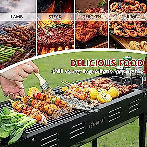 Baisal Portable Charcoal Grill for Outdoor BBQ, Foldable Camping Barbecue Hibachi Kabob Grills, 1.6 Ft² Barbecue Area Binchotan Grill with Shelf Carbon Tank and Carry Bag for Backyard Party Travel Picnic Home