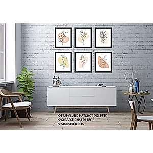 Line Art - Minimalist Decor - Floral Abstract Prints - Set of 6 (8x10) - Unframed