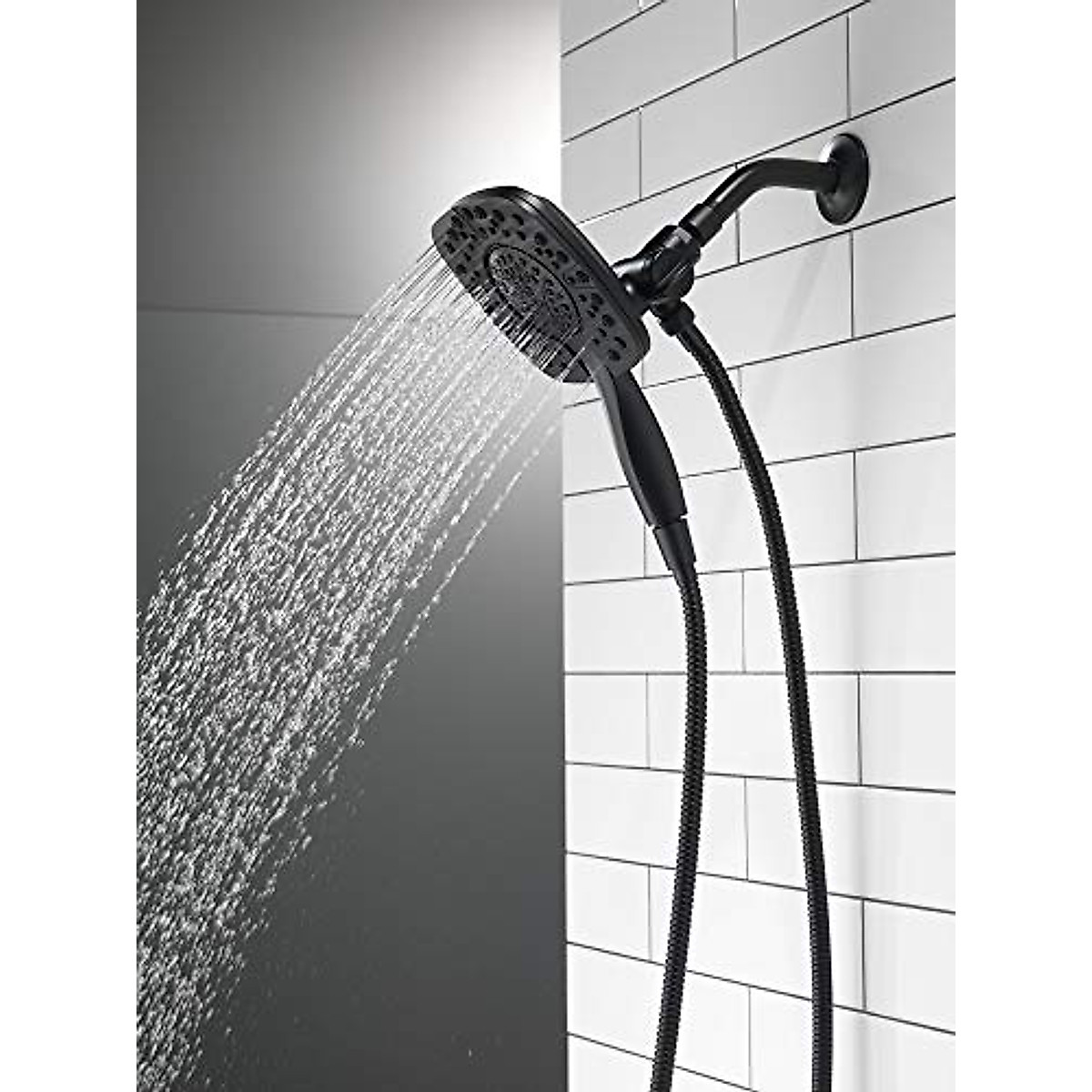 Delta Faucet 4-Spray In2ition Dual Shower Head with Handheld Spray, Matte Black Shower Head with Hose, Showerheads & Handheld Showers, Handheld Shower Heads, Matte Black 58498-BL