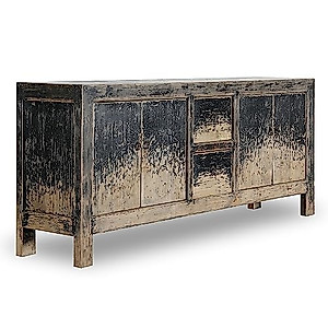 Artissance Two Drawers Buffet Weathered Distressed Black 87x18x35H Sideboard