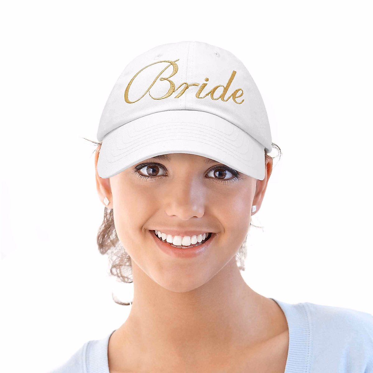 DALIX Bachelorette Party Hats Bride Squad Dad Caps Wedding Bridal Shower White