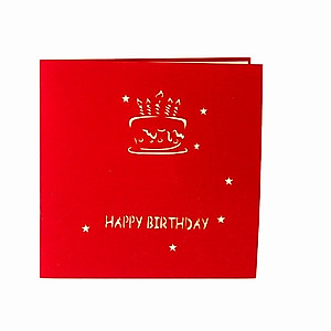 ENJOYPRO Birthday Card, 3D Pop Up Happy Birthday Cake Greeting Cards, Handmad Pop Out Cards With Envelope (Birthday Cake)
