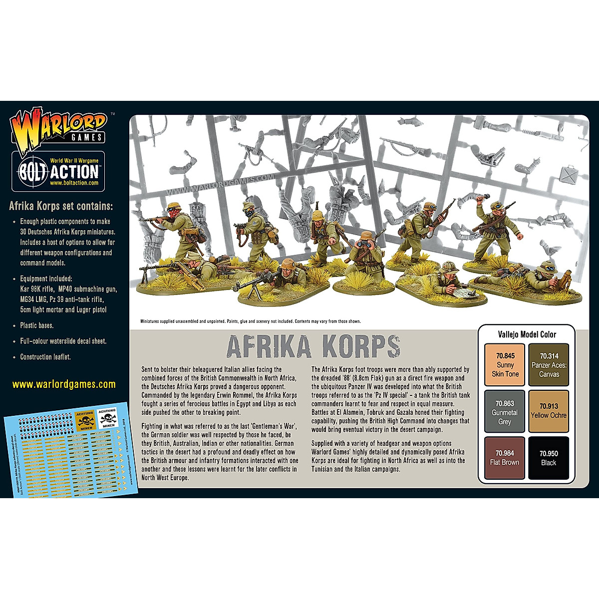 Bolt Action Afrika Korps German Grenadiers Western Desert 1:56 WWII Military Wargaming Plastic Model Kit