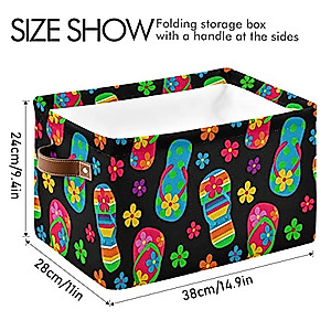 Summer Flip Flops Storage Bins Canvas Collapsible Box Chest Organizer Storage Trunk for Boys and Girls Room, Bear 1 Pieces
