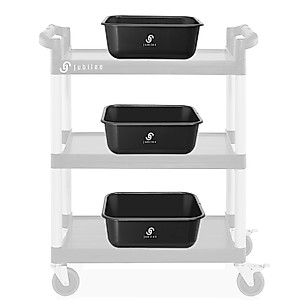 Jubilee 4-Pk Plastic Storage Bin, Bus Utility Tub - Heavy Duty Commercial Dishwashing Box for Restaurant Kitchen Organization and Storage, 11L Black
