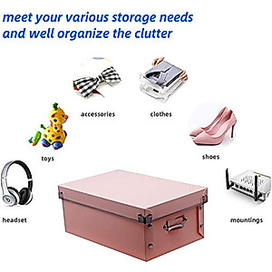 XUCHUN File Storage Boxes, Foldable Storage Bins with Lid 3 in 1 Set, Press-Stud Fastening, Moisture-Proof, Space Saving Storage, Storage Box for Photoes, Toys, Files, Closets
