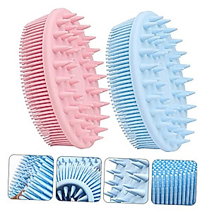 FOMIYES 4 pcs Handle Women Dual-Sided Scrubbing Double-Sided Pet Shower Silicone Massager Washer Looafh Double Shampoo Side Head Bath Brush Cleaning Body Double- Men