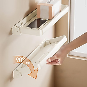 QruiLanTu 2Pack Bathroom Shelves Wall Mounted Aluminum Foldable Shelf 12inch Floating Shelves Set for Bedroom Living Room Kitchen RV Shelf （White）