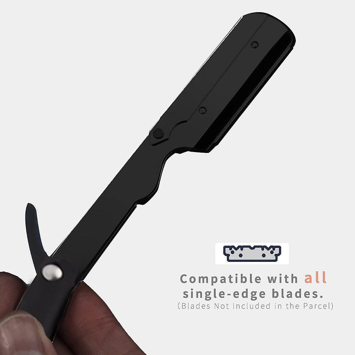 Straight Edge Barber Razor Professional Premium Salon Folding Men's Manual Shaver Cut Throat Black