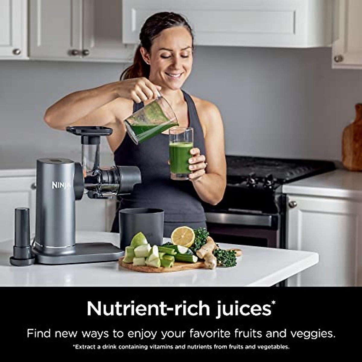 Ninja JC151 NeverClog Cold Press Juicer, Powerful Slow Juicer with Total Pulp Control, Charcoal
