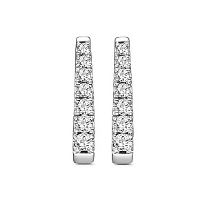 ARAIYA FINE JEWELRY 10K White Gold Diamond J Shape Hoop Earrings (1/4 cttw, I-J Color, I2-I3 Clarity)