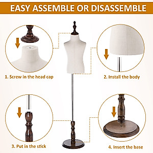 Geetery 2 Pcs Kid Dress Form Adjustable Toddler Clothes Mannequins Children's Mannequin with Wooden Base for Window Counter Studio Clothing Store Display (2-3 Years Old)