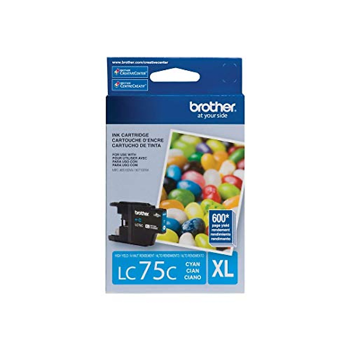 Brother - LC75C (LC-75C) Innobella High-Yield Ink, 600 Page-Yield, Cyan LC75C (DMi EA