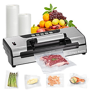 Precision Vacuum Sealer, 90Kpa Food Saver Vacuum Sealer Machine, 10-in-1 Functions, Easy-lock Handle, Double Pump Vacuum Sealer Machine with Bags Storage, Built-in Cutter, Stainless Steel